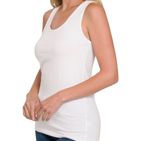 Zenana Outfitters | Tops | New Zenana White Cotton Spandex Racerback ...